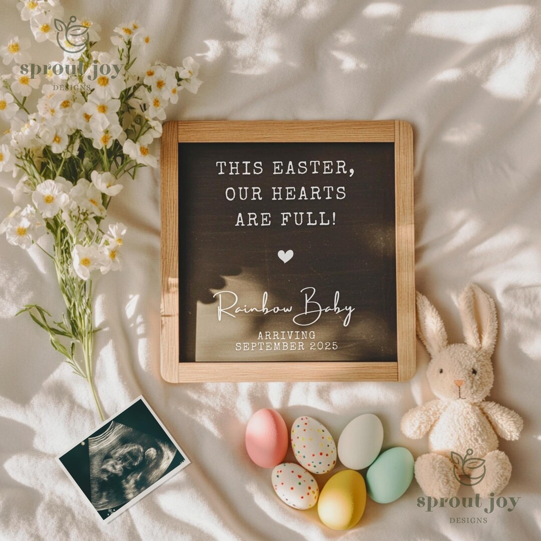 Easter Pregnancy Announcement Digital, Simple Spring Gender Neutral ...