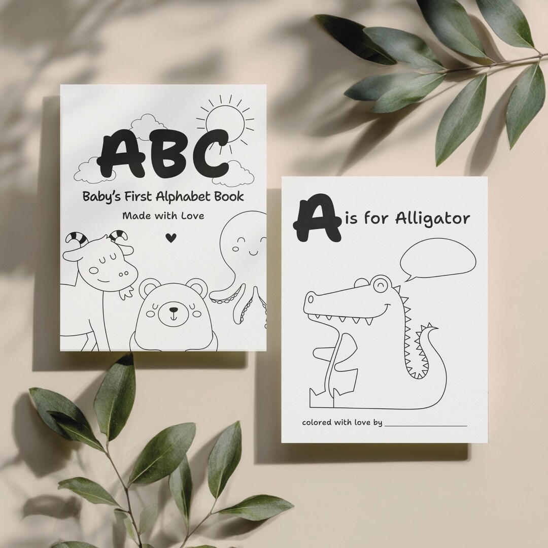 Baby Shower Coloring Pages ABC Animal, Baby's First Alphabet Book, Baby ...
