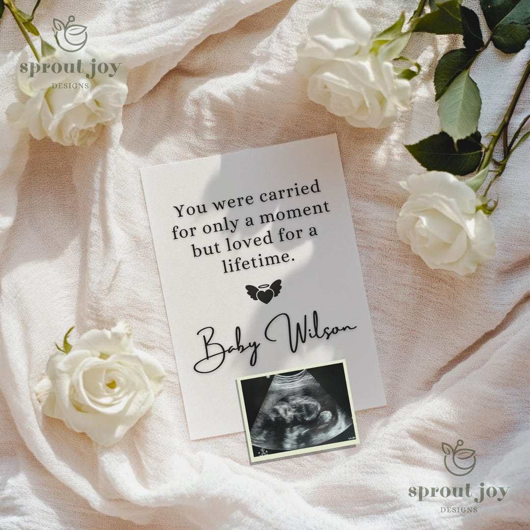 Pregnancy Loss Announcement Digital, Simple Minimalist Angel Baby ...