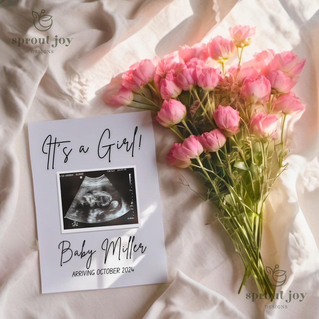 It's a Girl Baby Gender Reveal, Simple Minimalist Social Media ...