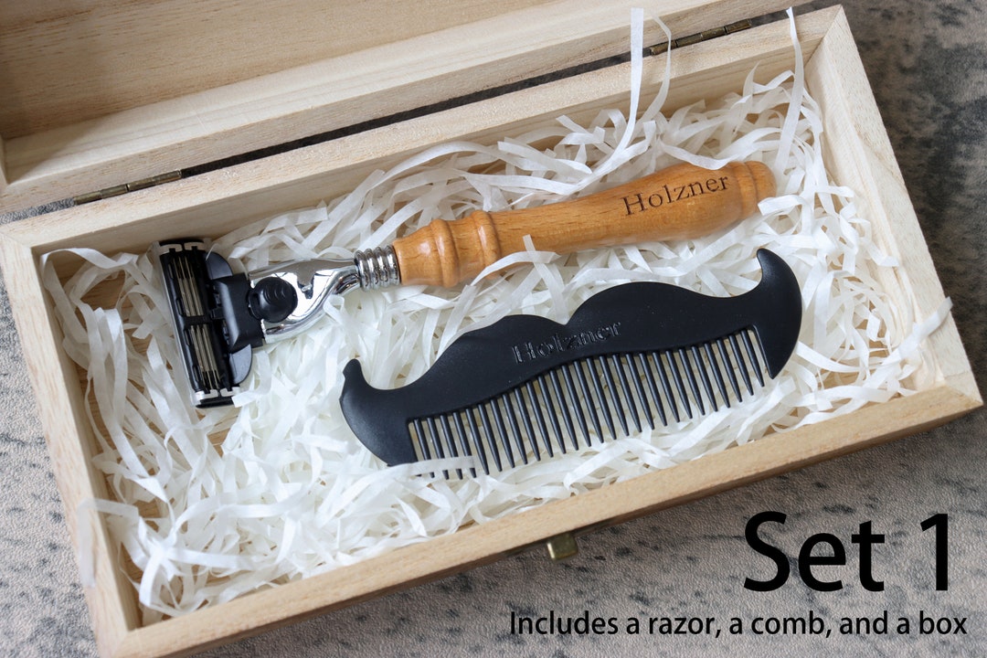 Personalized Wood Handle Razor Set: Shaving Brush, Groomsmen Gift - Etsy