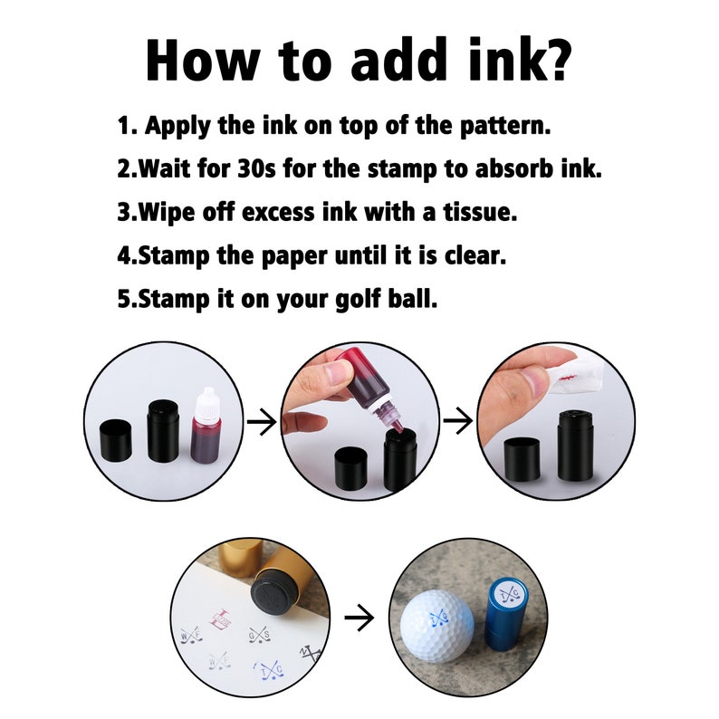 Personalized Golf Ball Stamp, Ink Ball Stamp, Custom Golf Ball Stamp ...