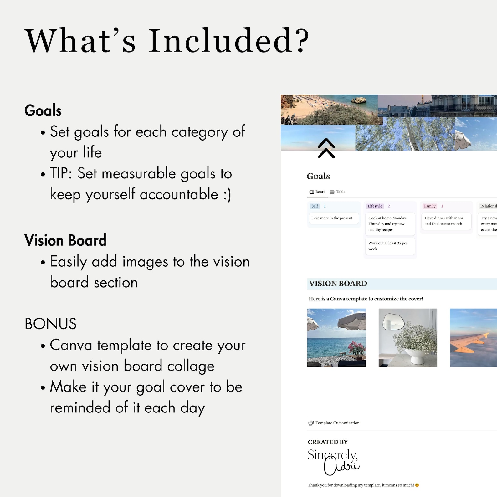 2025 Goal Tracker & Vision Board Notion Template | SMART Goals | Yearly ...