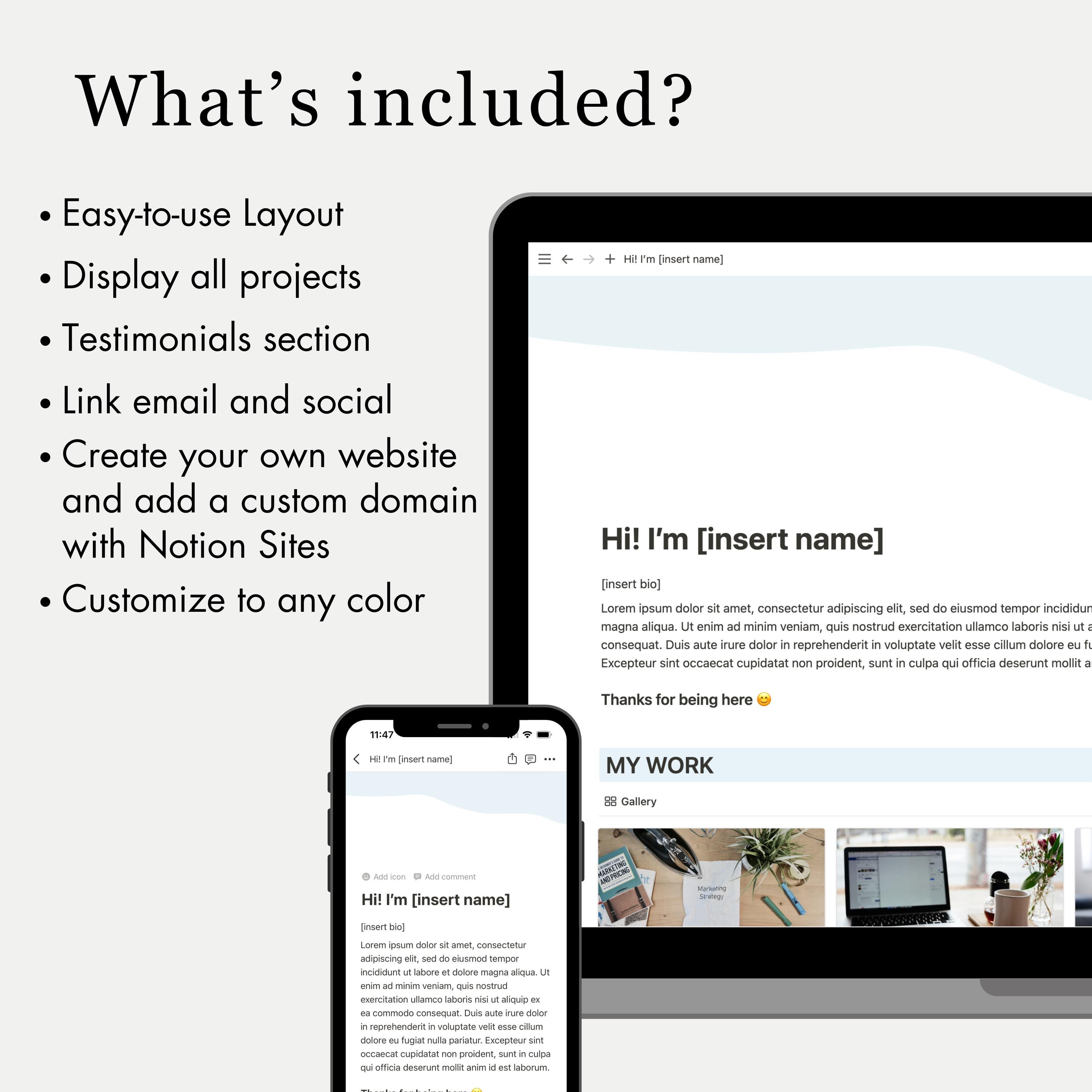 Professional Design/marketing Portfolio Notion Template, Digital ...
