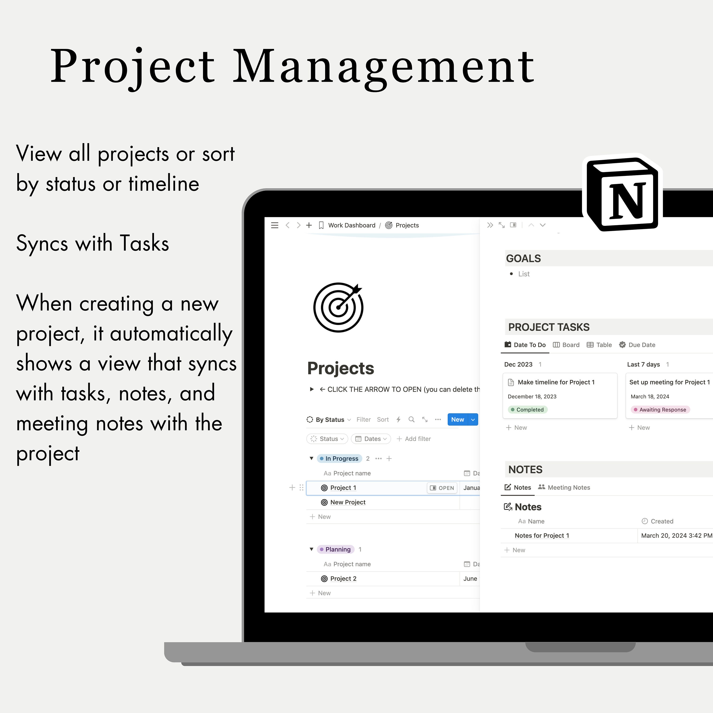 All-in-one Work Productivity Dashboard Notion Template, Business ...