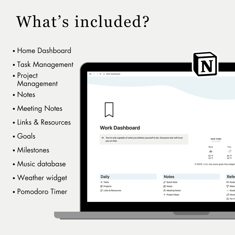All-in-one Work Productivity Dashboard Notion Template, Business ...