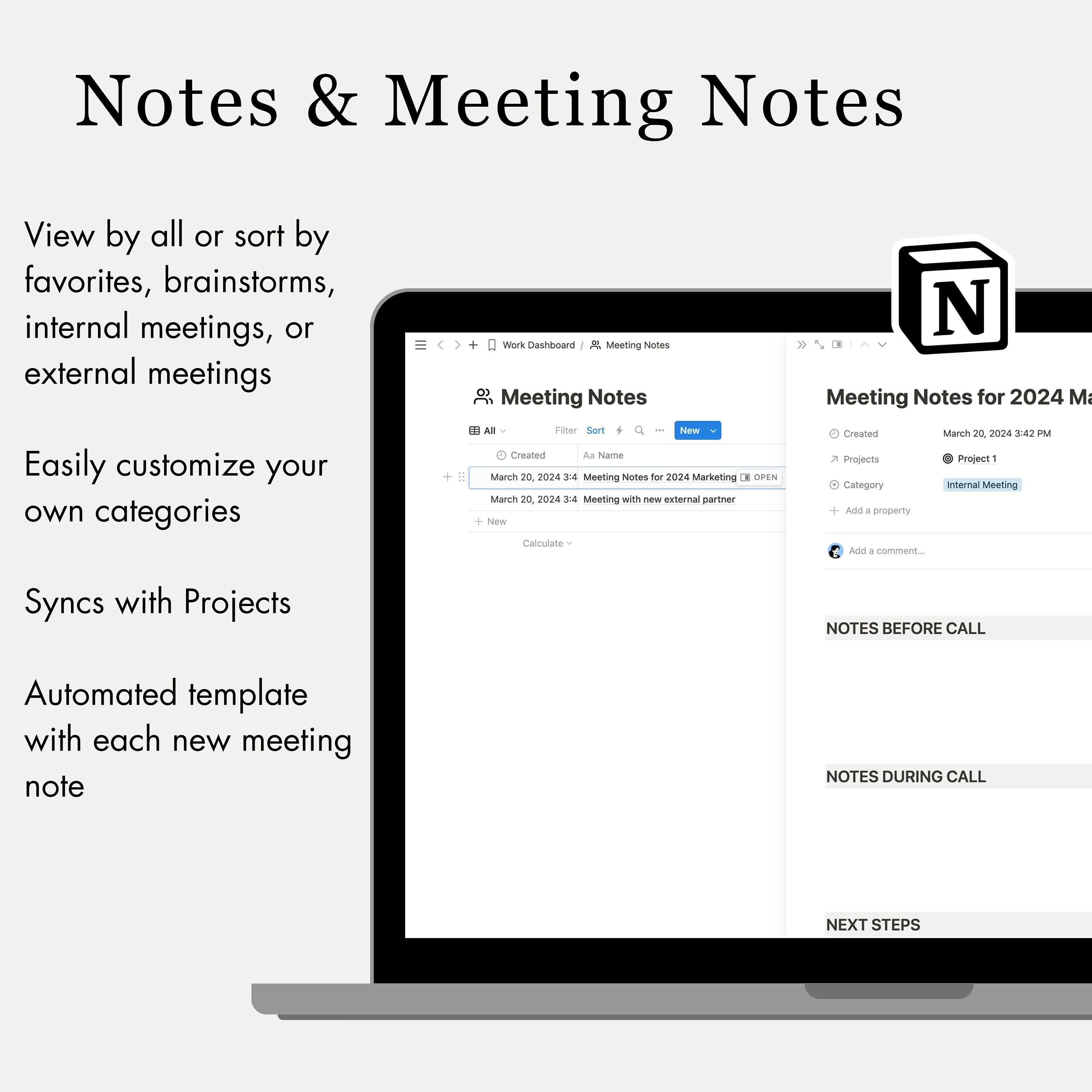 All-in-one Work Productivity Dashboard Notion Template, Business ...