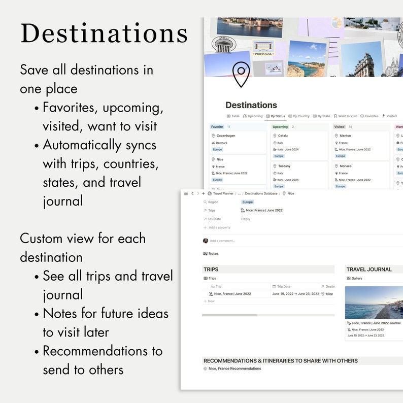 All-in-one Travel Planner & Travel Journal Notion Template, Trip ...