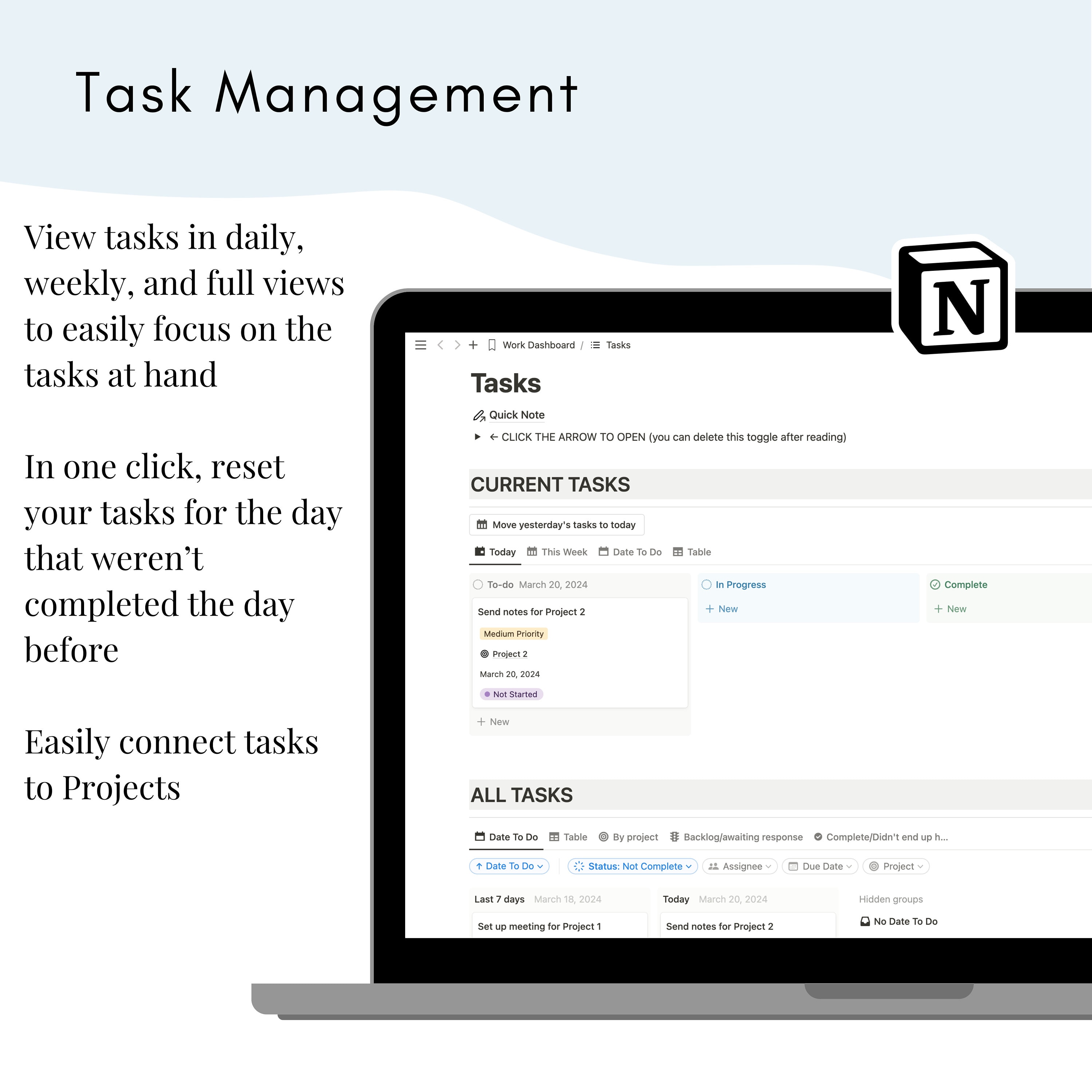 All-in-one Work Productivity Dashboard Notion Template - Etsy