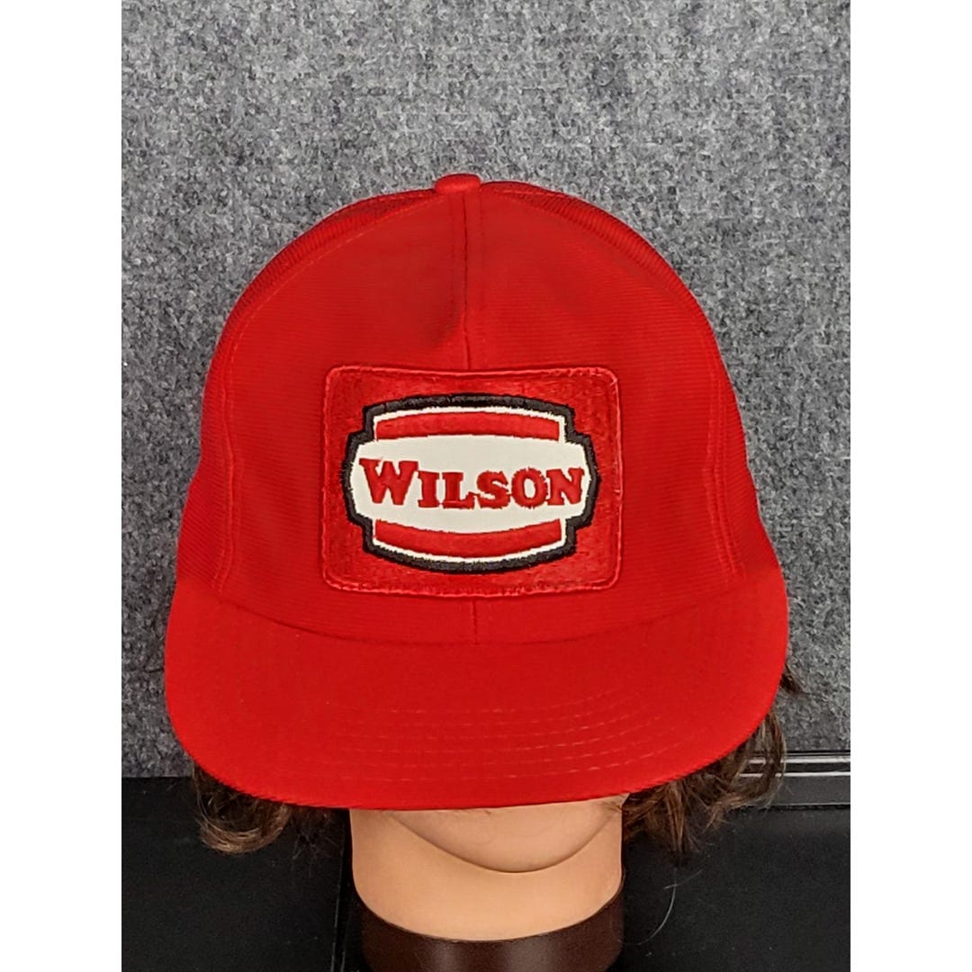 Vintage Wilson Patch Logo Trucker Hat Red Made in USA Snapback 80s ...