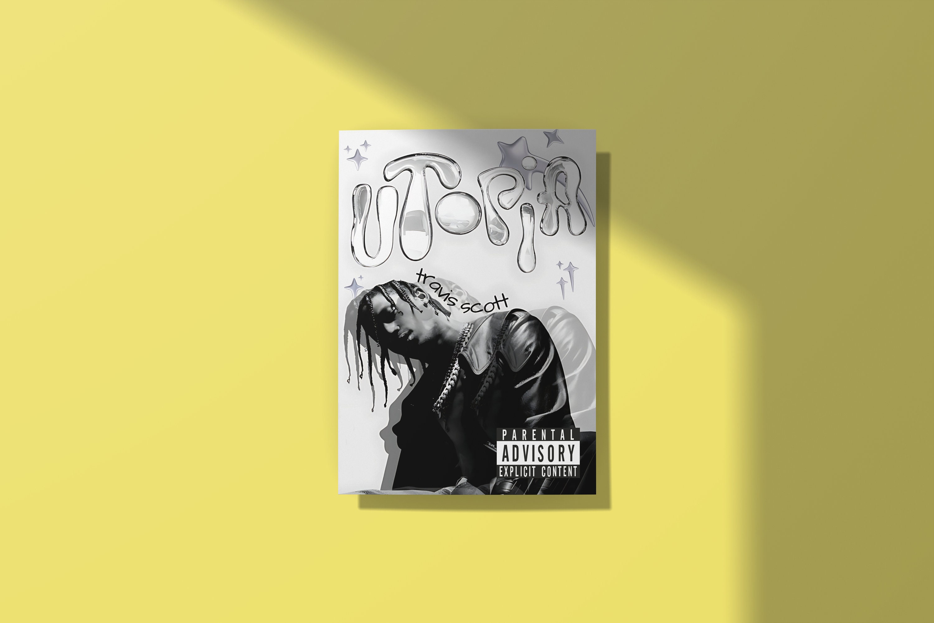 Travis Scott Utopia Portrait Poster Vintage Chrome Aesthetic Poster ...