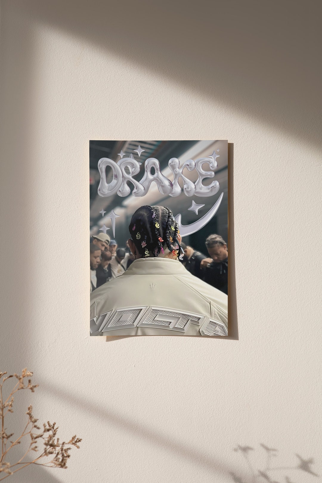 Drake Nocta | Portrait Poster | Vintage Chrome Aesthetic Poster | Room ...