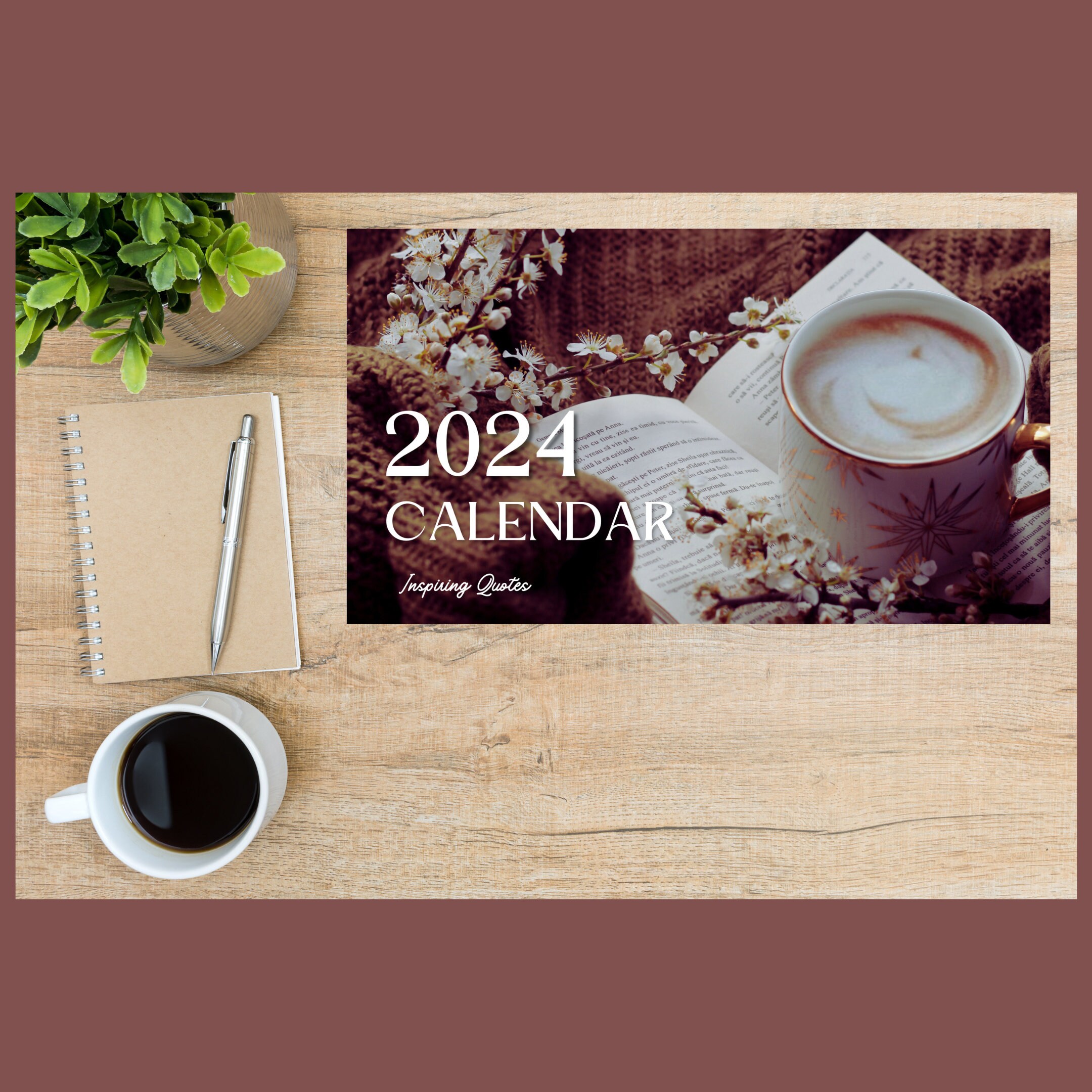 2024 Calendar Printable Aesthetic Beige Inspirational Quotes With ...