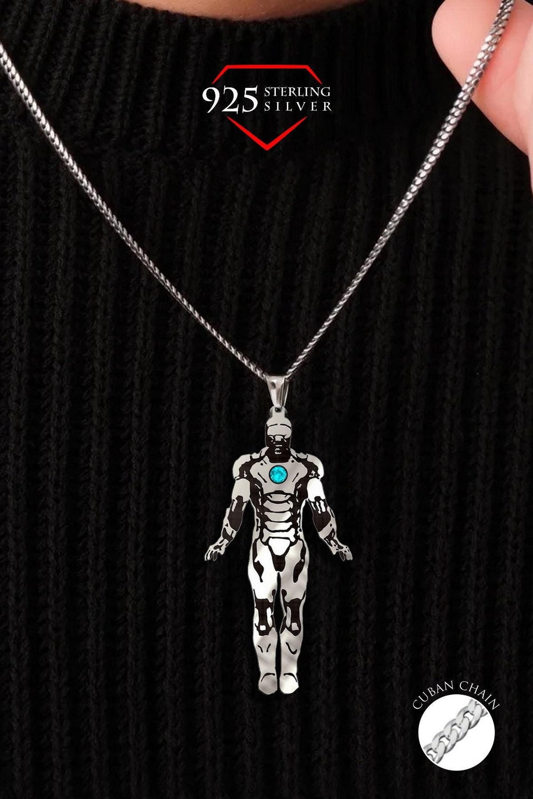 Iron Man Full Body Cuban Chain Necklace Comic Book Necklace Avengers ...
