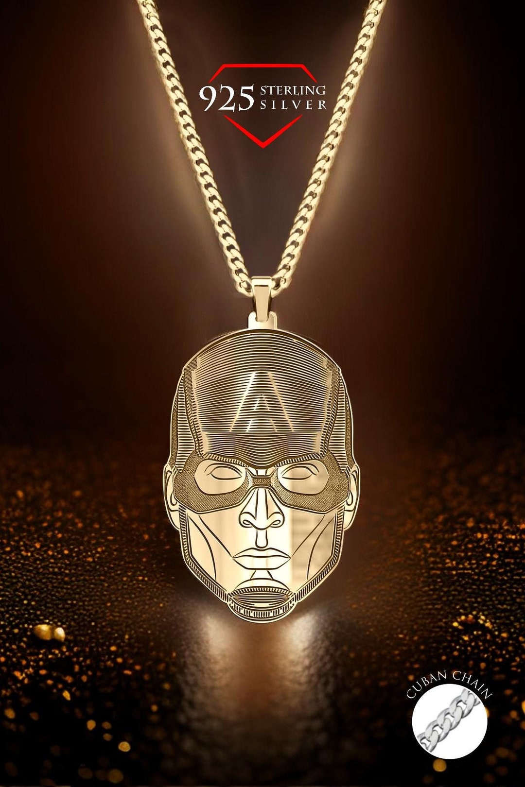 Captain America Cuban Chain Necklace Comic Book Necklace Avengers Movie ...