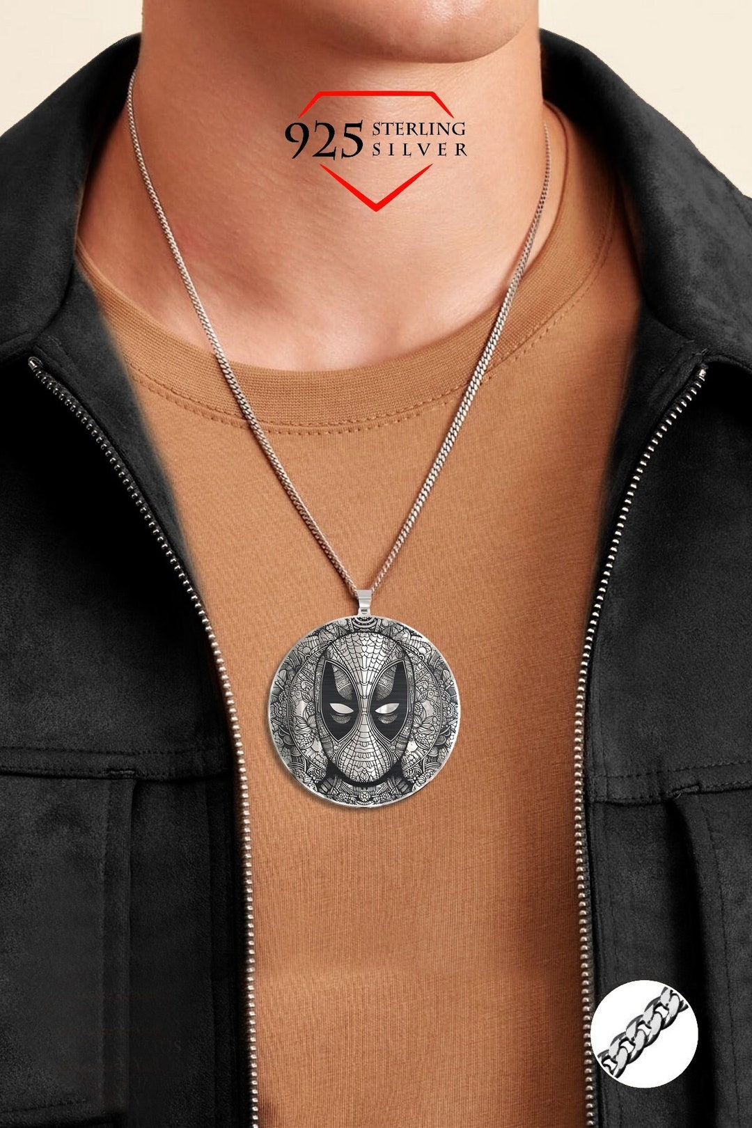 Mens Deadpool Cuban Chain Necklace Comic Book Necklace Iron Man ...