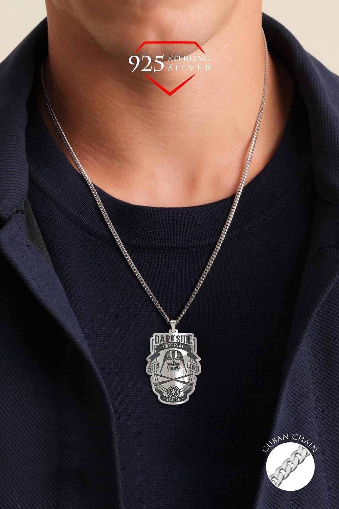 Dark Side Darth Vader Cuban Chain Necklace Comic Book Necklace Star ...
