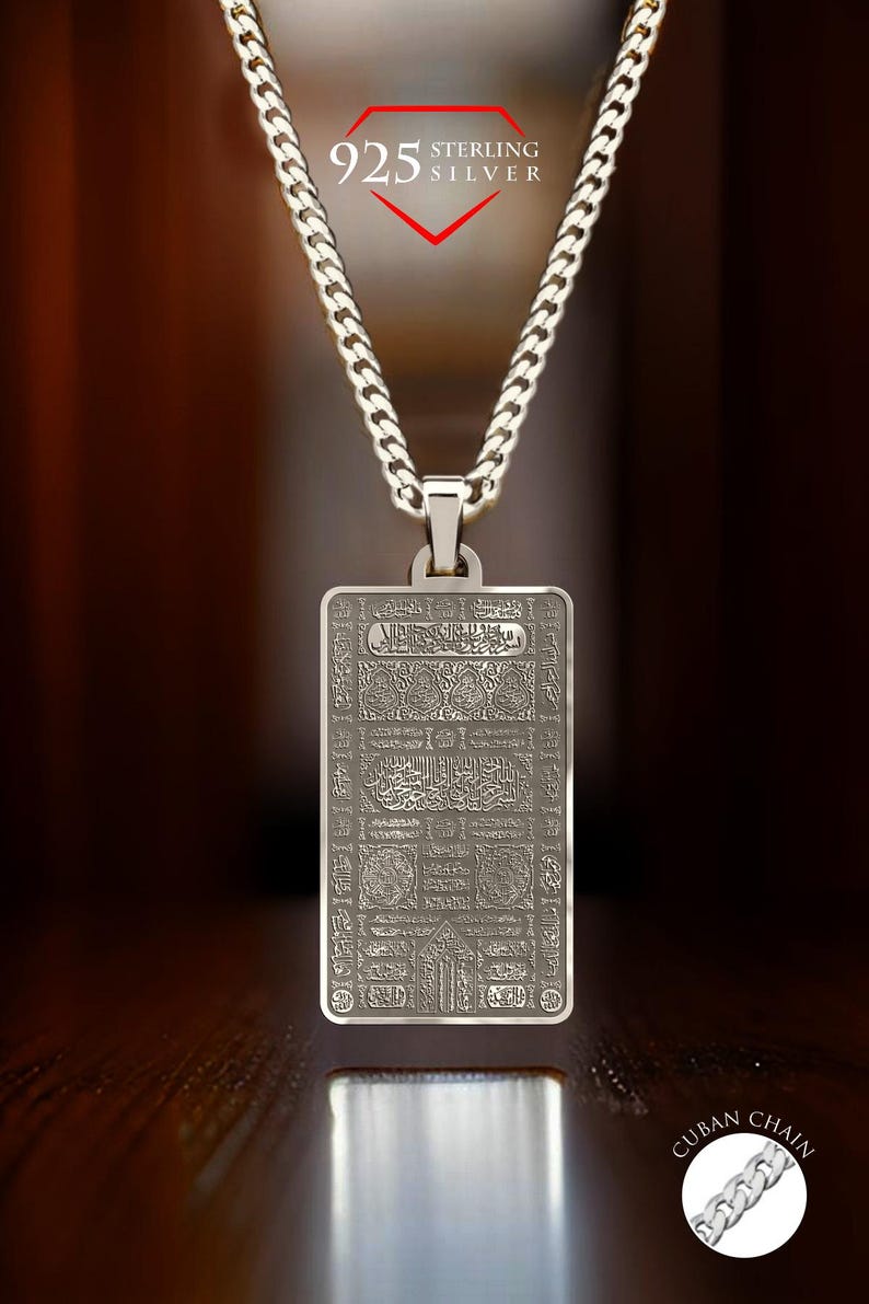 Kaaba Kiswa Necklace Sterling Silver, 24K Gold Islamic Jewelry, Fashion ...