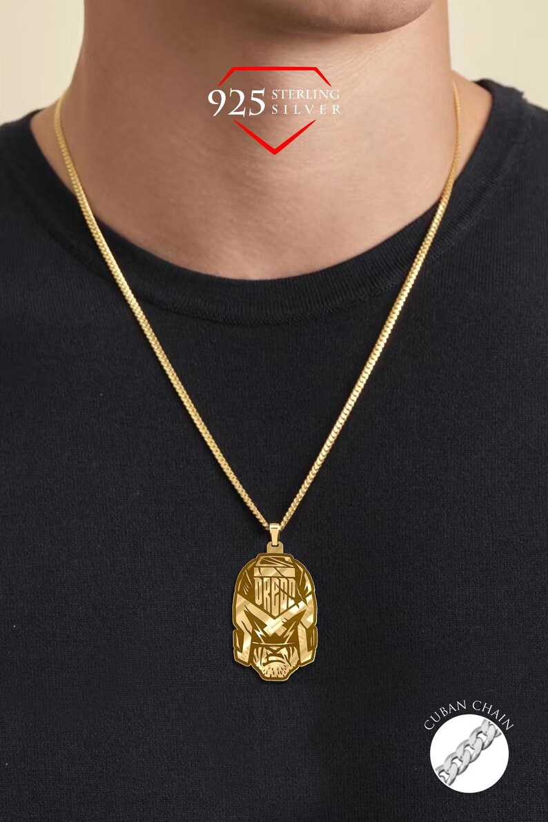 Dredd Cuban Chain Necklace Comic Book Necklace Avengers Movie Necklace ...