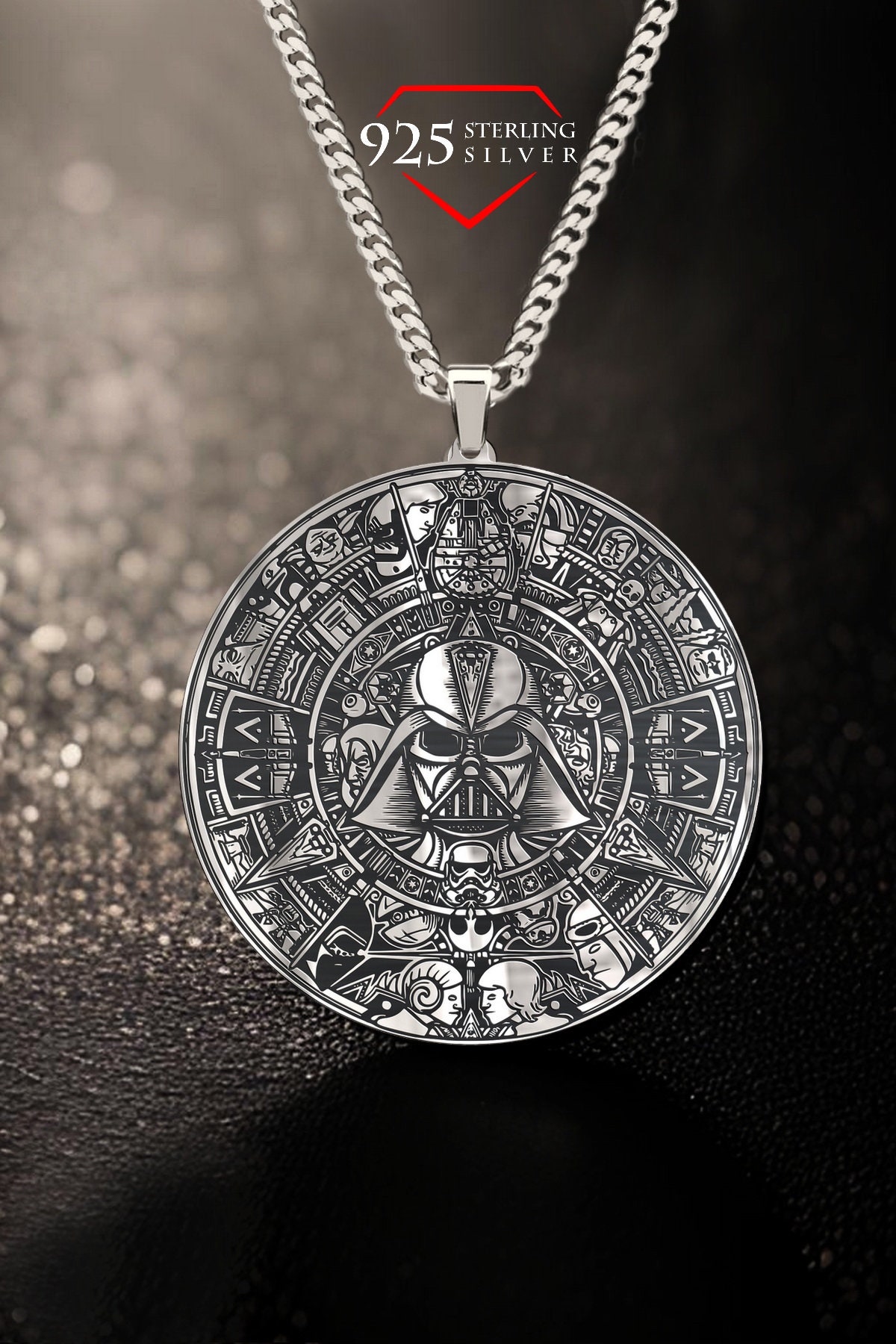 Mens Darth Vader Cuban Chain Necklace Comic Book Necklace Star Wars ...