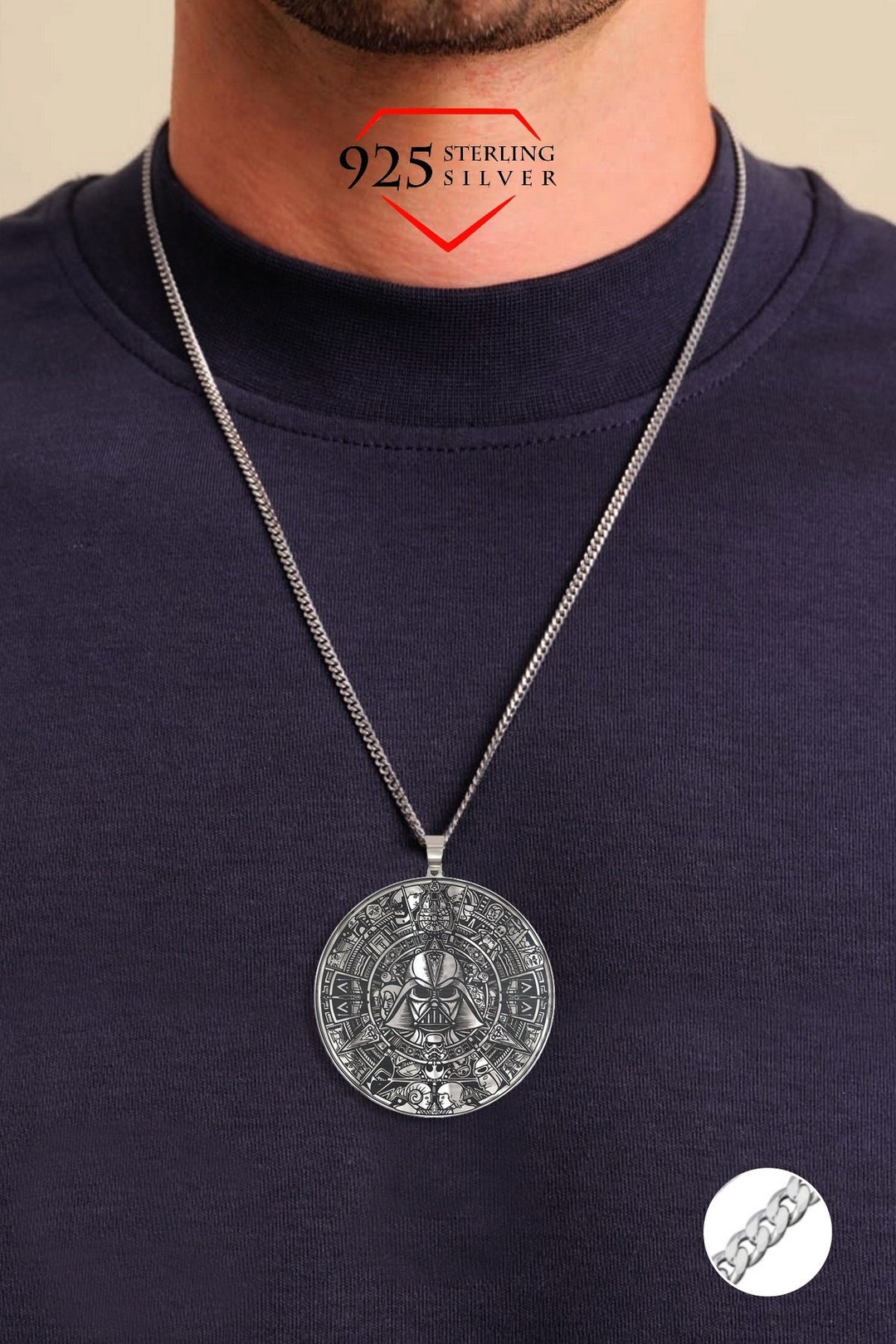 Mens Darth Vader Cuban Chain Necklace Comic Book Necklace Star Wars ...