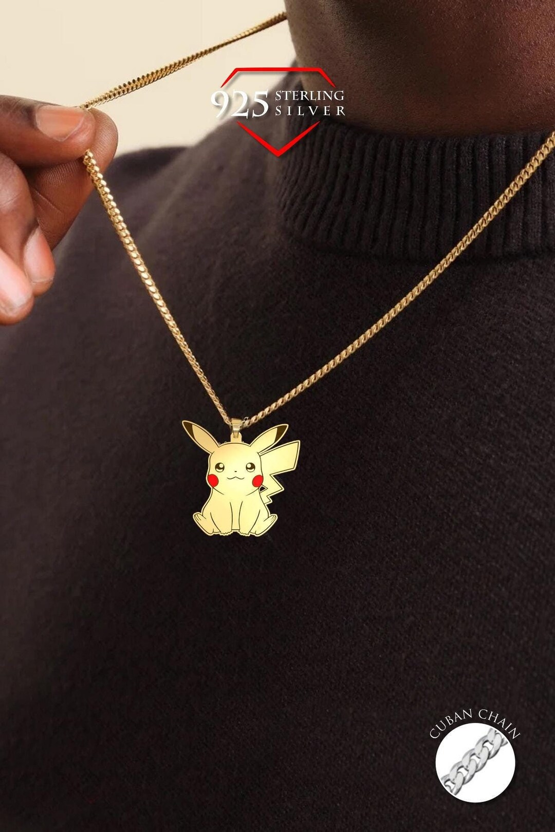 Pikachu Necklace Pikachu Pendant Pikachu Jewelry Pokemon 925 Sterling ...