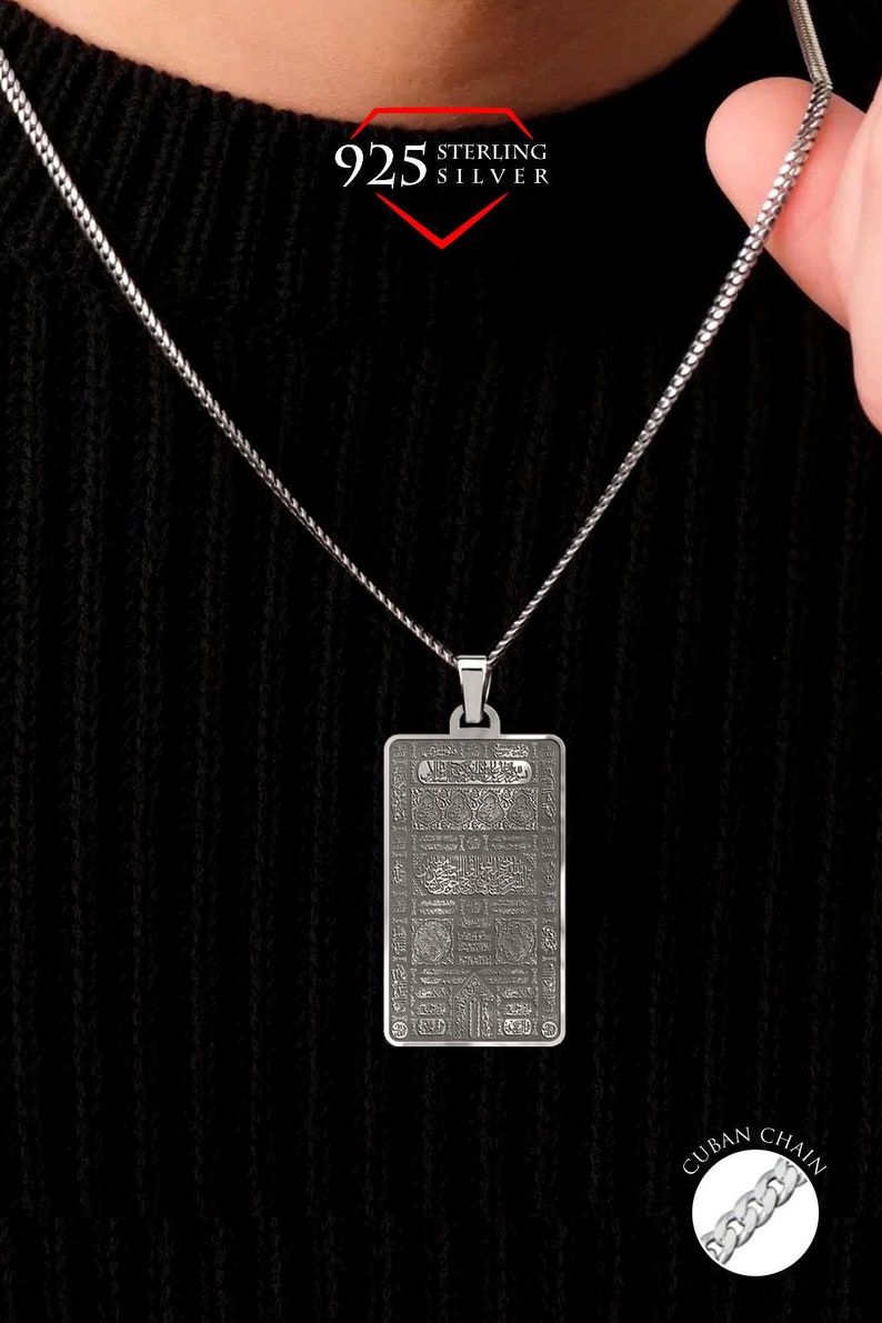 Kaaba Kiswa Necklace Sterling Silver, 24K Gold Islamic Jewelry, Fashion ...