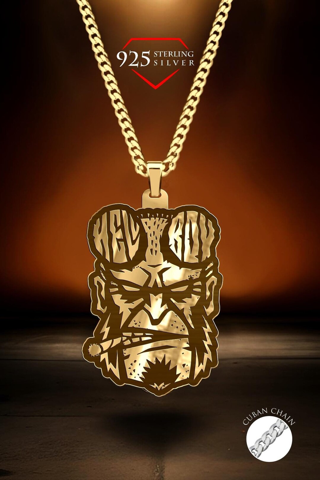 Hellboy Cuban Chain Necklace Comic Book Necklace Avengers Movie ...