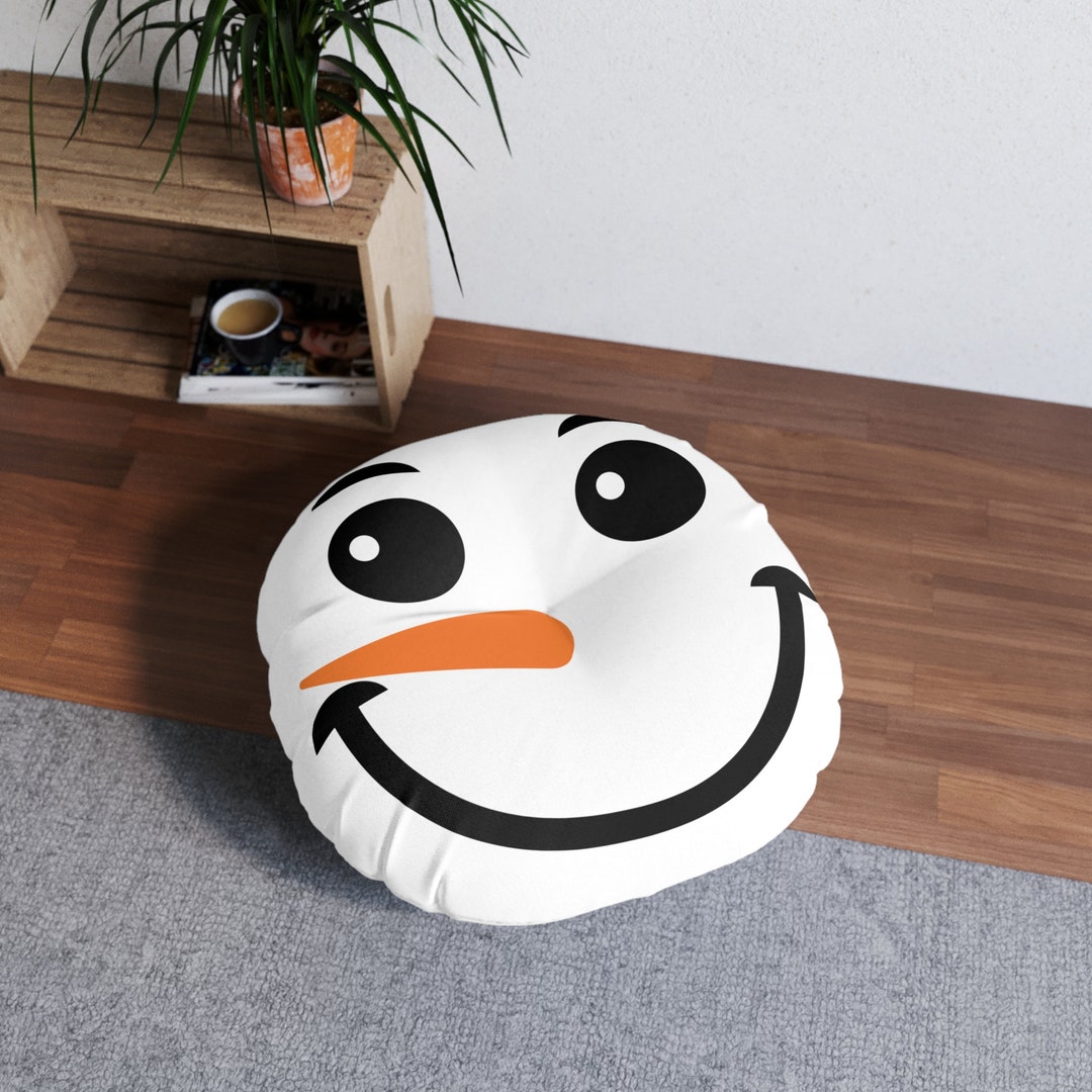 Snowman Face Tufted Floor Pillow, Round - Winter Home Decor, Cute ...