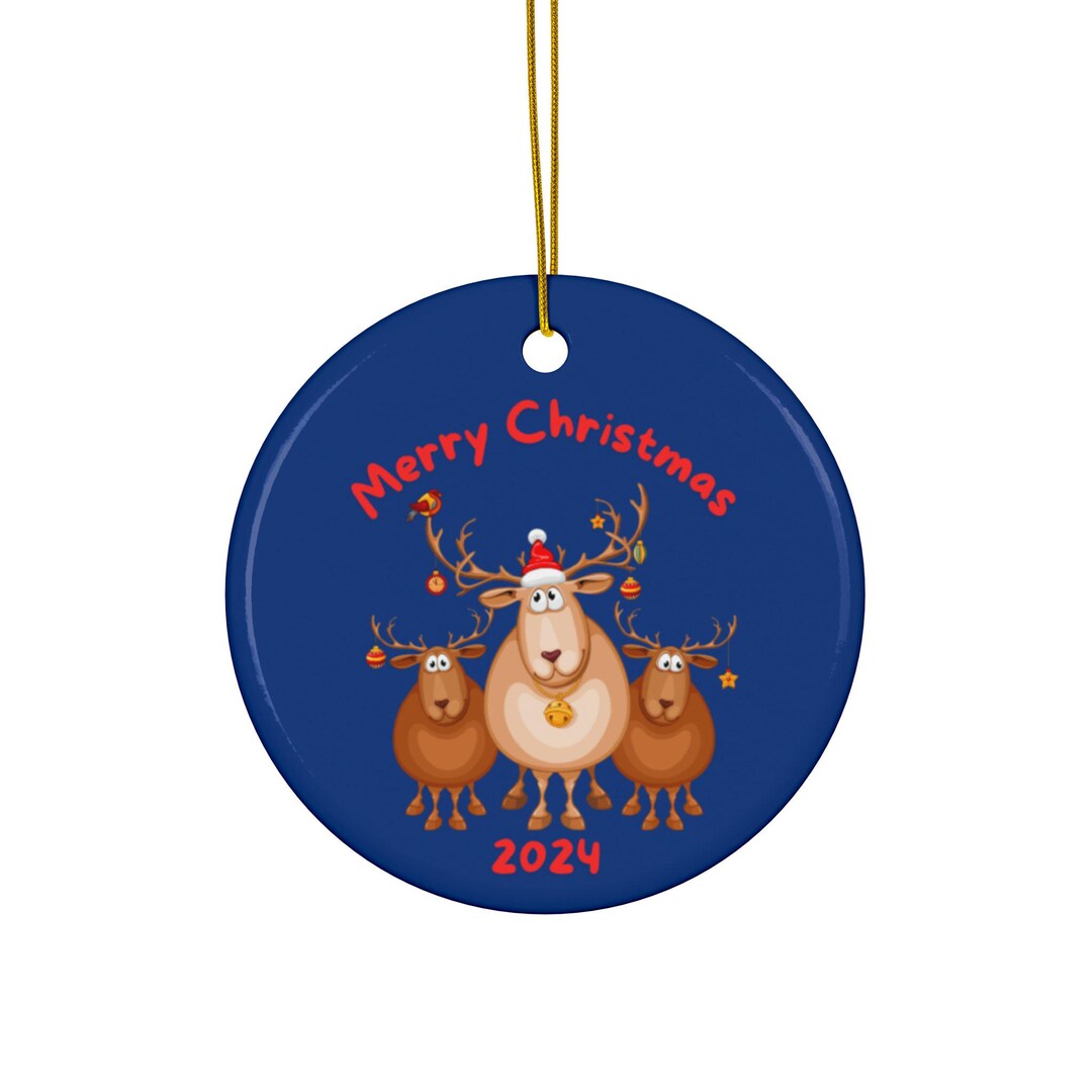 Ceramic Reindeer Christmas Ornament, Holiday Tree Decoration - Etsy