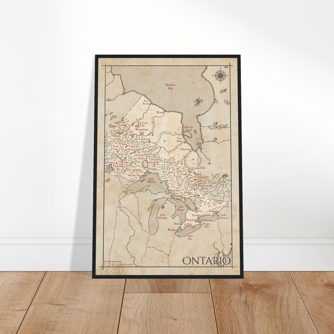 Tolkien Inspired Fantasy Map of Ontario Canada Framed Print - Etsy