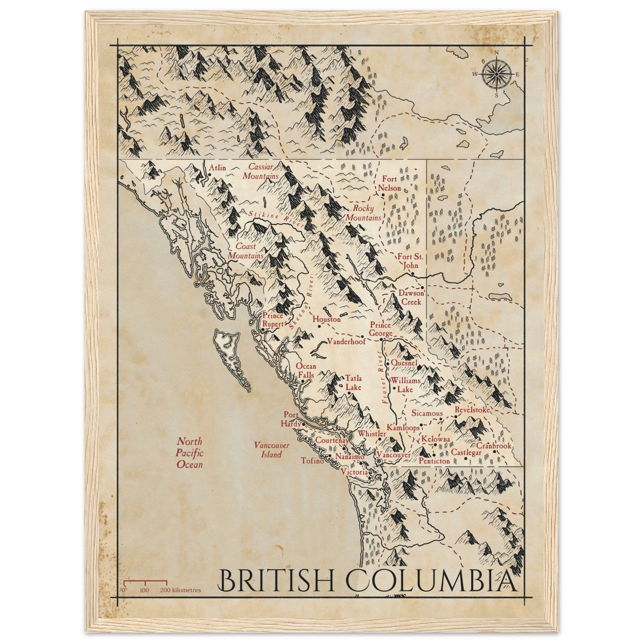 Tolkien Inspired Fantasy Map of British Columbia Canada Framed Print - Etsy