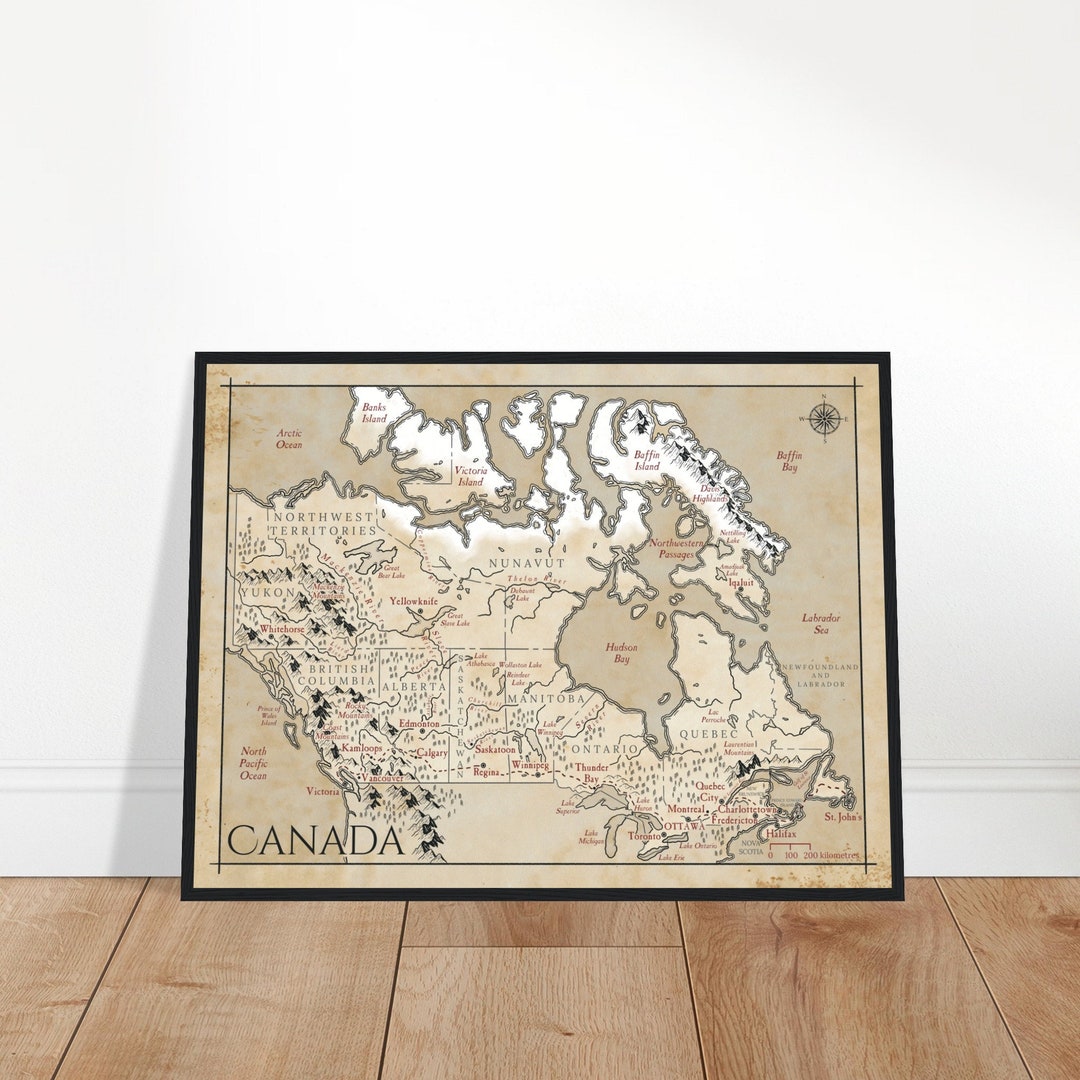 Tolkien Inspired Fantasy Map of Canada Framed Print - Etsy