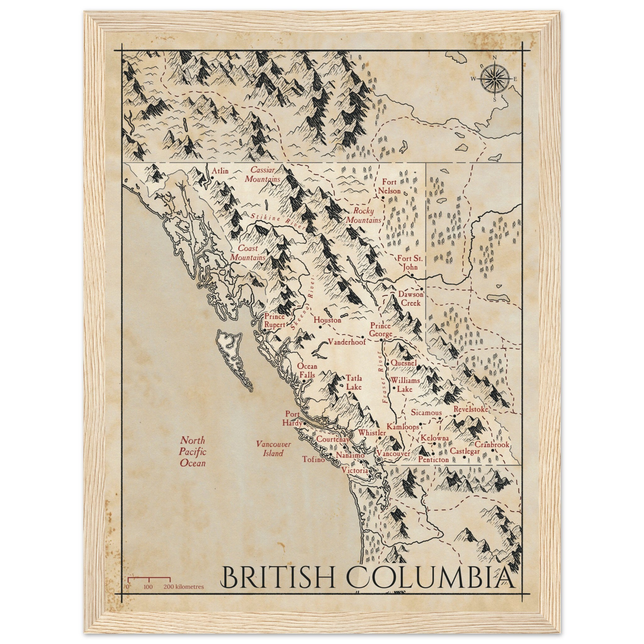 Tolkien Inspired Fantasy Map of British Columbia Canada Framed Print - Etsy
