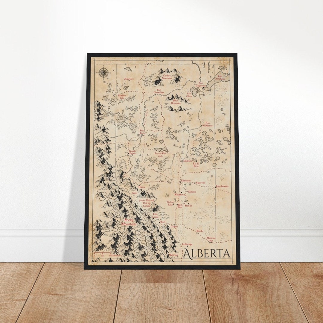 Tolkien Inspired Fantasy Map of Alberta Canada Framed - Etsy Canada
