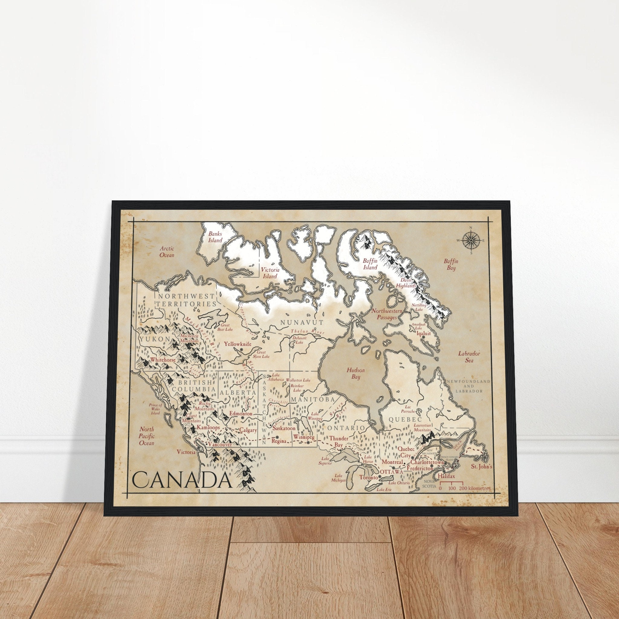 Tolkien Inspired Fantasy Map of Canada Framed Print - Etsy