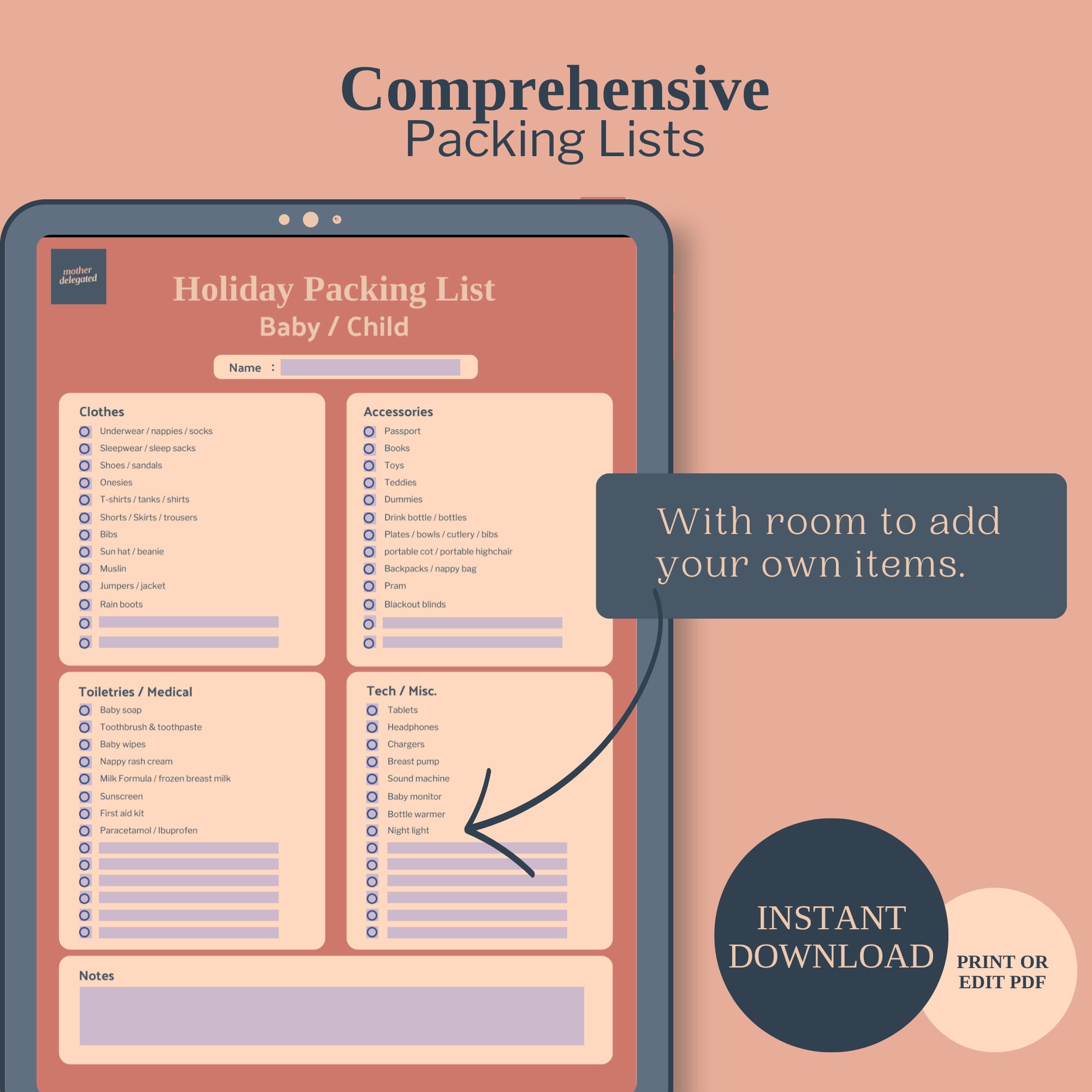 EDITABLE Holiday Travel Packing List PDF Template Checklist, Printable ...
