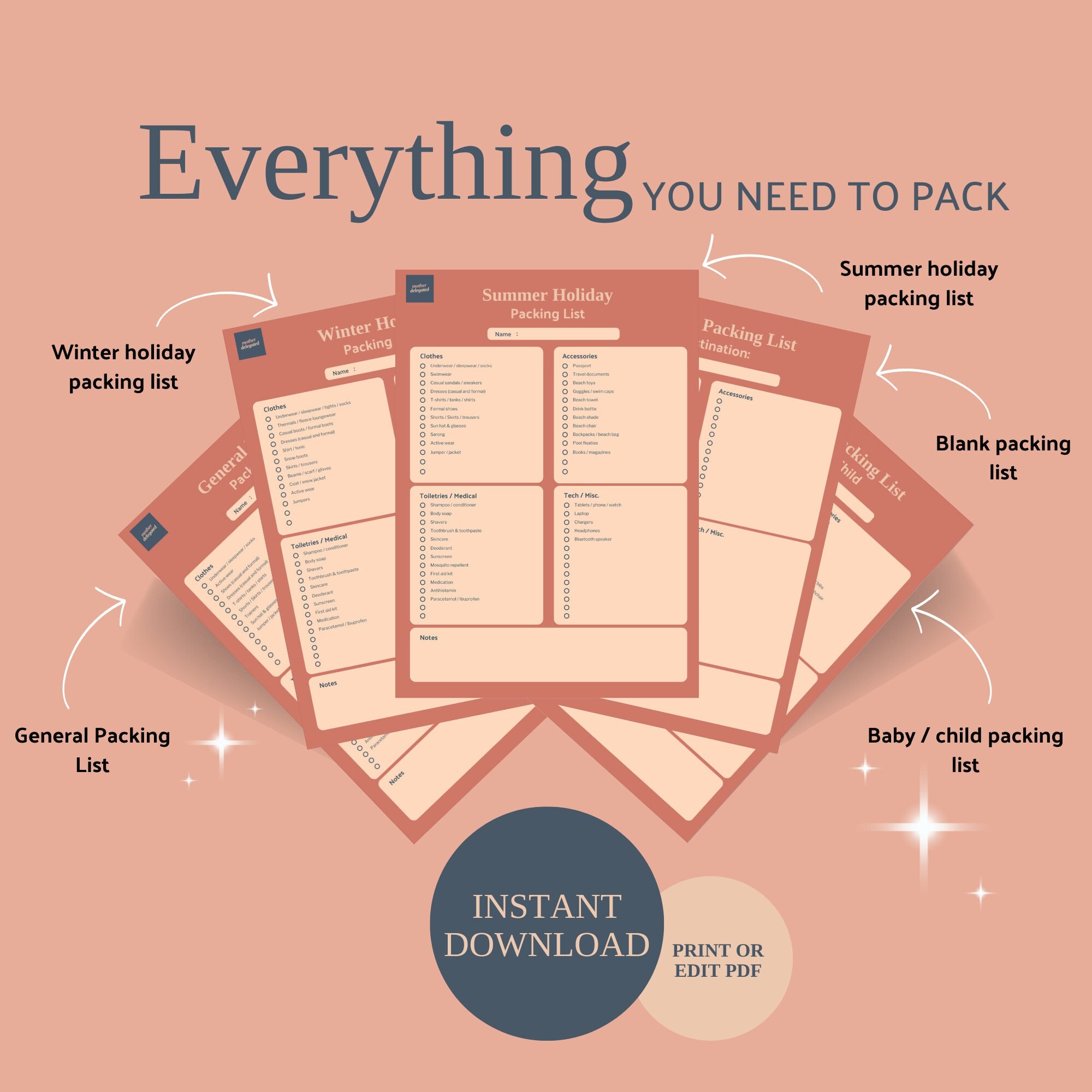 EDITABLE Holiday Travel Packing List PDF Template Checklist, Printable ...