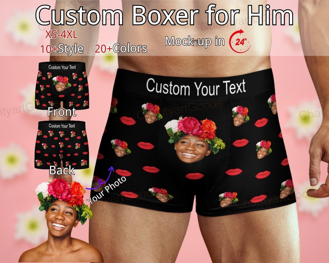 Personalized Face Underwear With Name Custom Face Boxers for Men Photo ...