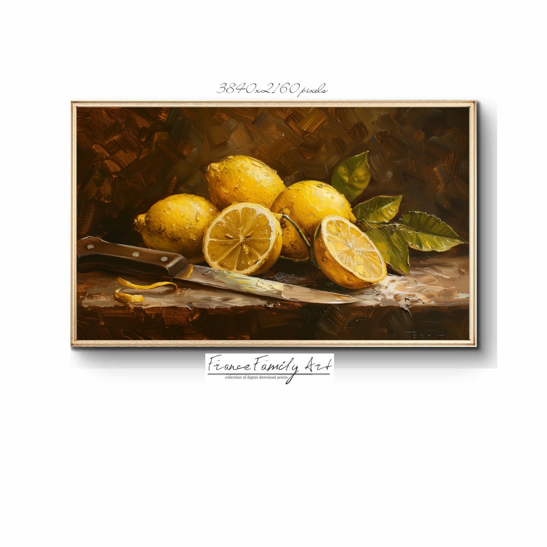 Still Life Lemon Frame TV Art, Summer Tv Art Download, Citrus Yellow ...