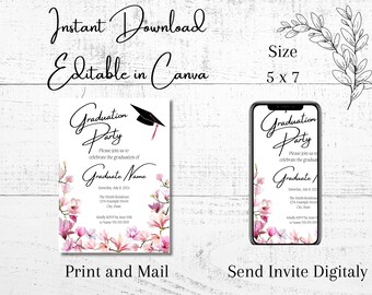 Pink Graduation Party Template - Etsy