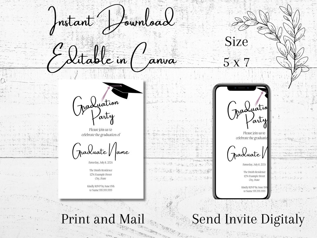 Simple Elegant Graduation Party Invitation, Grad Party Invite ...