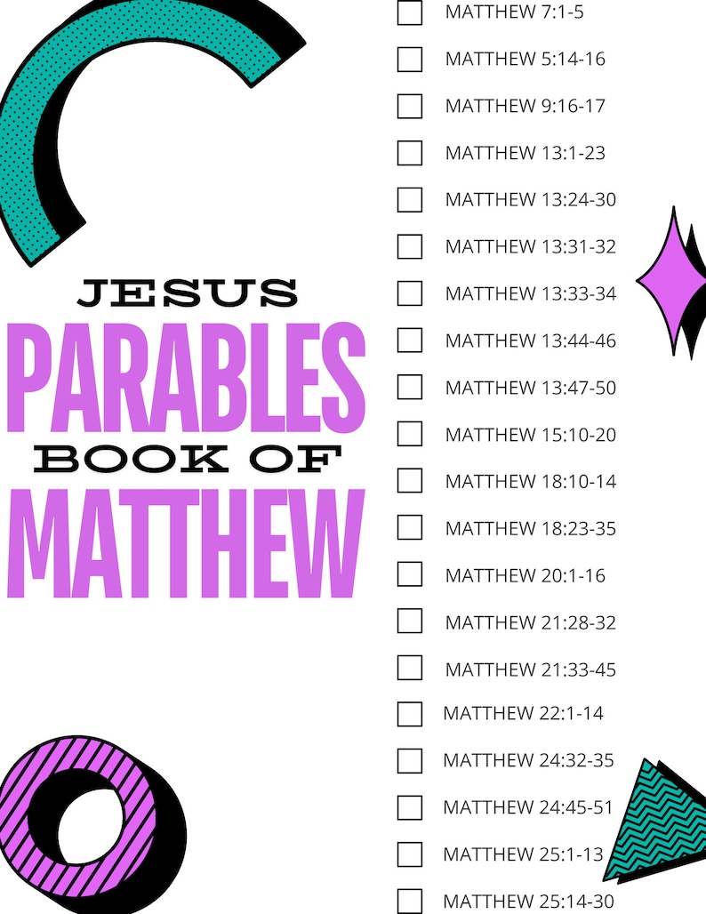 Parables of Jesus Reading Plan (book of Matthew) - Etsy