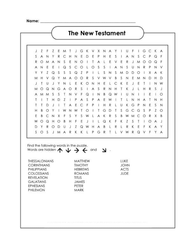 Books of the Bible Word Searches - Etsy