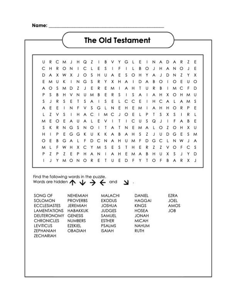 Books of the Bible Word Searches - Etsy