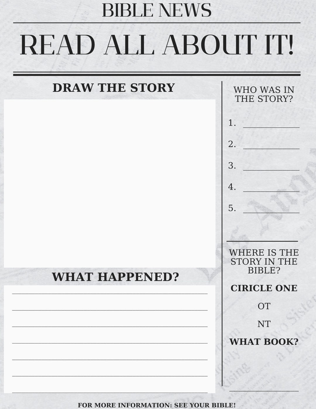 Bible Story Retelling Worksheet! | Draw Your Favorite Bible Stories! - Etsy