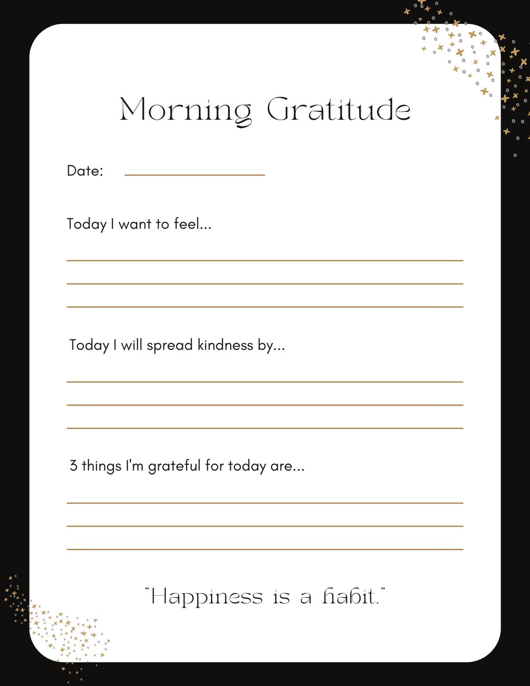 Daily Gratitude Template - Etsy