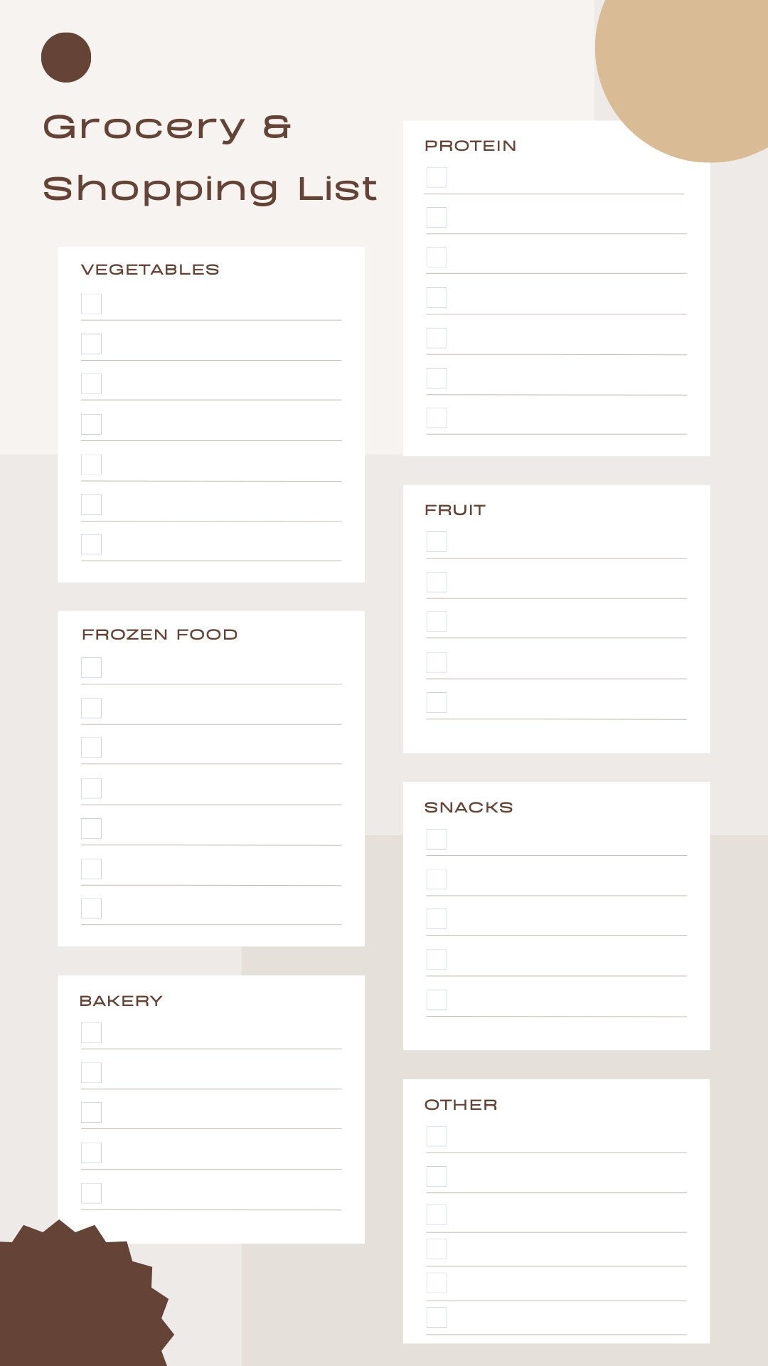 Grocery & Shopping List -- *recommendations for Balanced Diet Included ...