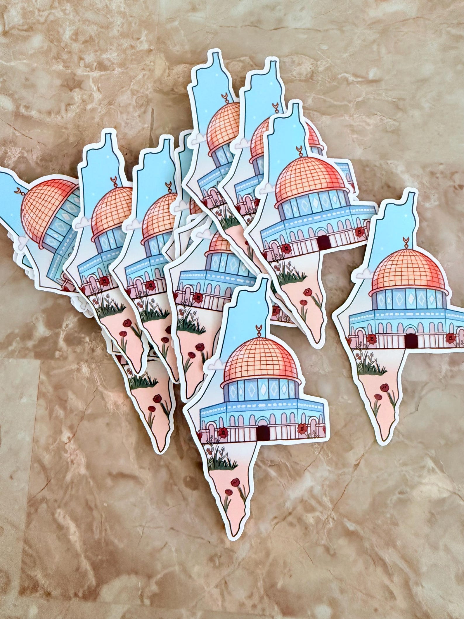 Dome of the Rock Palestine Map Sticker | Al Aqsa Mosque Art | Free ...