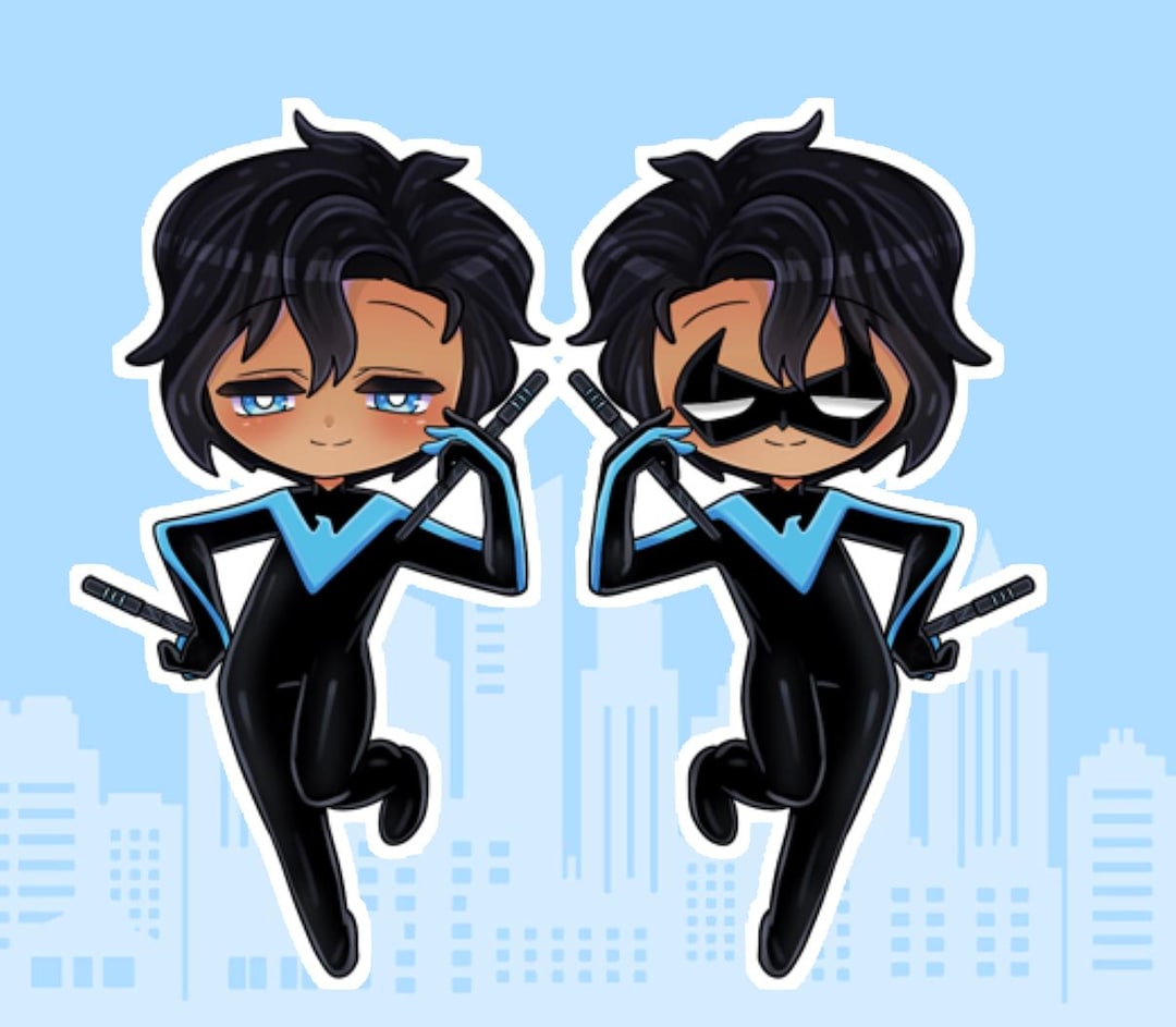 Nightwing | Midnight Acrobat Chibi Sticker | Masked Hero Sticker ...